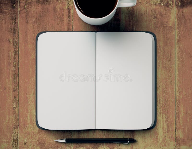 Blank Notepad and Coffee Mug Stock Illustration - Illustration of ...