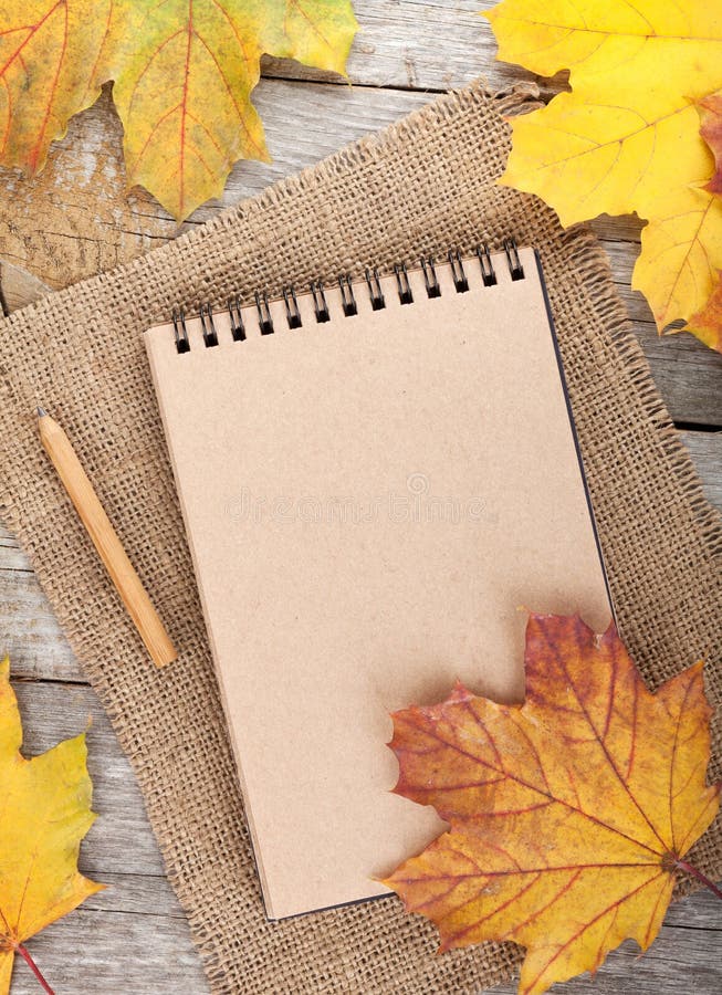 Blank Notepad and Colorful Autumn Maple Leaves Stock Image - Image of ...