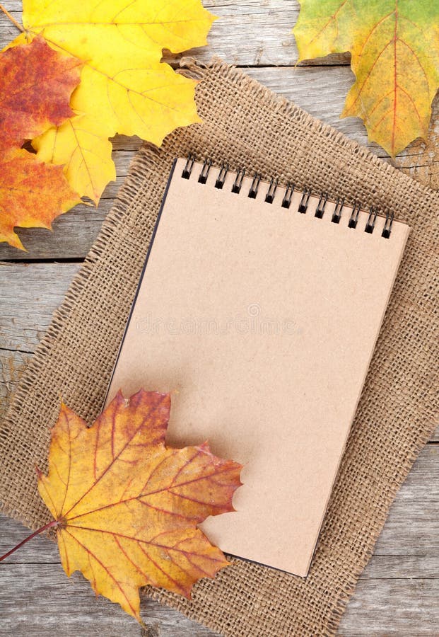 Blank Notepad and Colorful Autumn Maple Leaves Stock Image - Image of ...