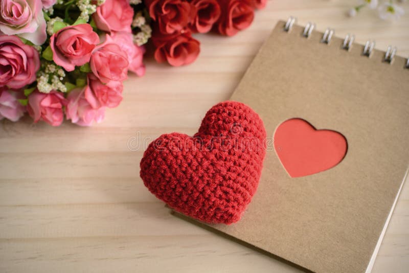 Blank Notepad with Flower and Red Heart Shape Stock Image - Image of ...