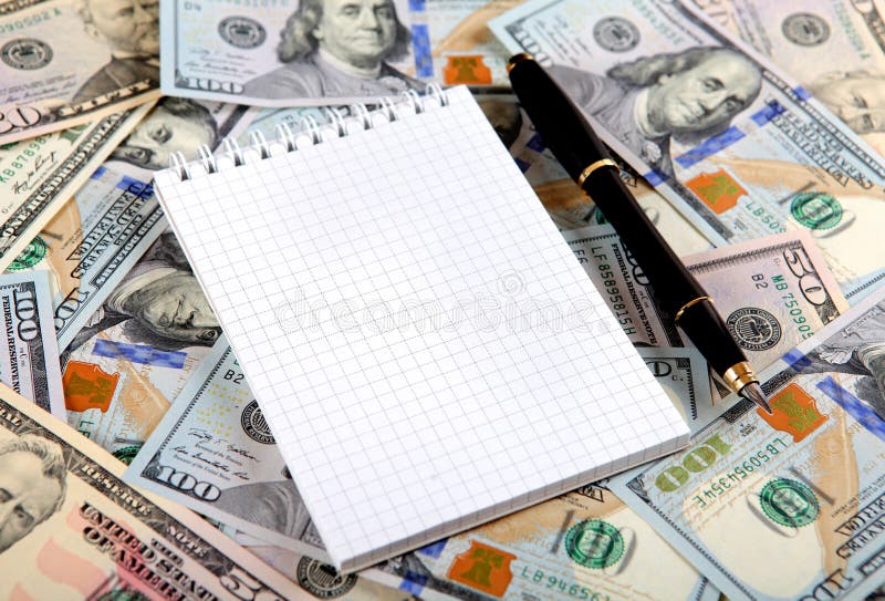 Blank Notepad on the Money stock image. Image of notice - 59372287