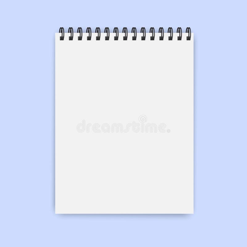Blank Notepad or Notebook on a Spiral. Vertical Book for Notes Stock ...