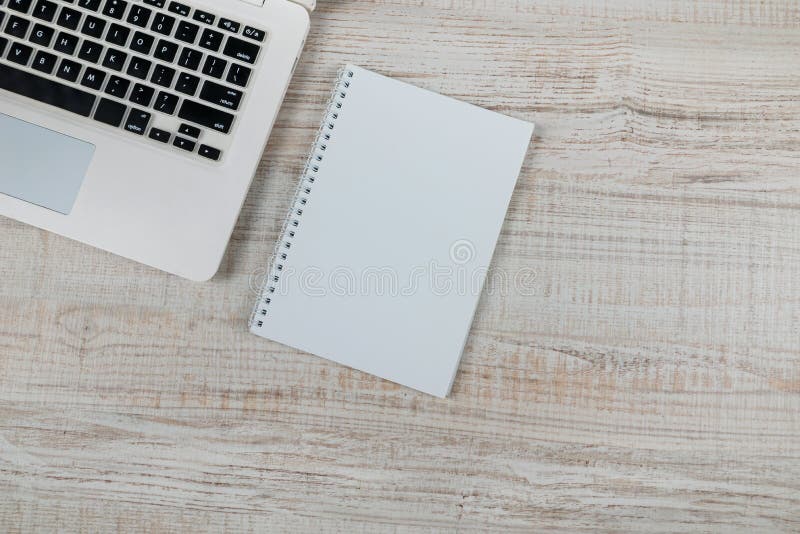 Blank Notepad with Open White Notebook. Top View with Copy Space Stock ...