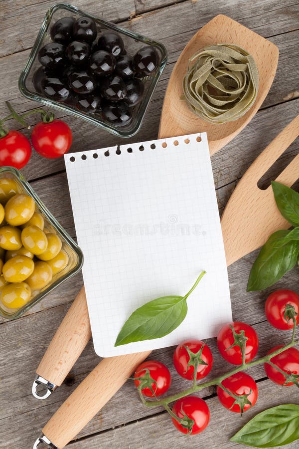 Blank Notepad Paper for Your Recipes and Food Stock Photo - Image of ...