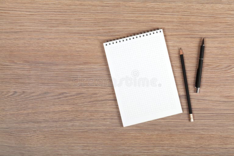 Blank Notepad with Pen and Pencil Stock Photo - Image of business ...