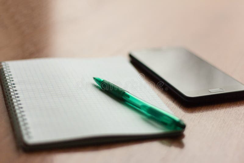 Blank Notepad with Pen and a Telephone on the Desktop Stock Image ...