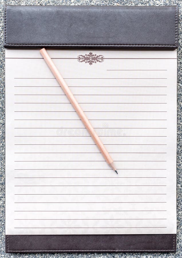 Blank Notepad with Pencil on the Brown Clipboard. Stock Photo - Image ...