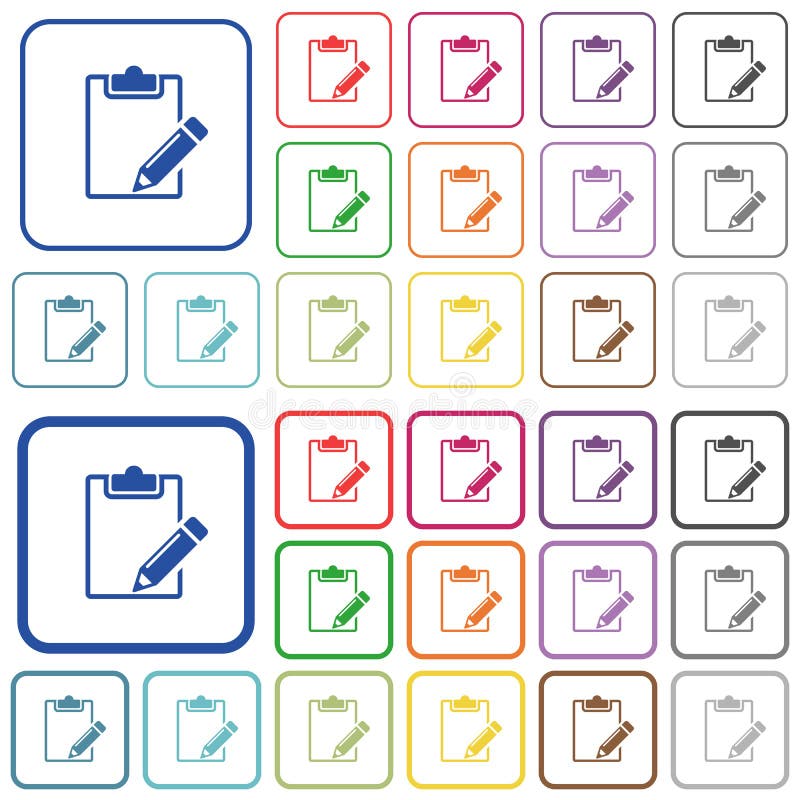 Blank Notepad with Pencil Outlined Flat Color Icons Stock Vector ...