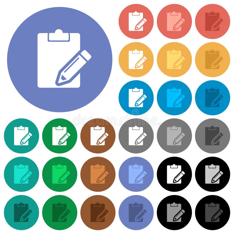 Blank Notepad with Pencil Solid Round Flat Multi Colored Icons Stock ...