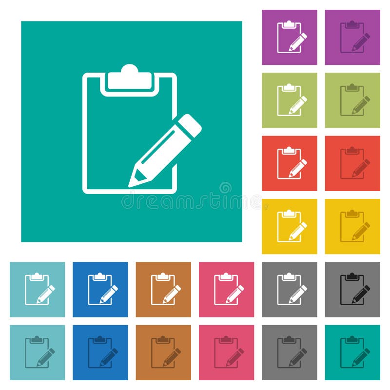 Blank Notepad with Pencil Square Flat Multi Colored Icons Stock Vector ...