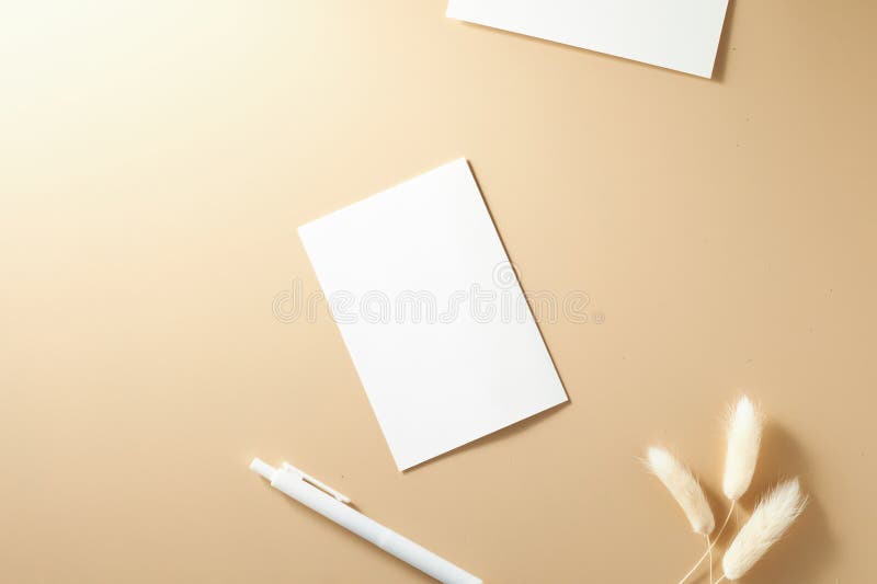 Blank Notepad and Decorative Elements on a Light Brown Surface during ...