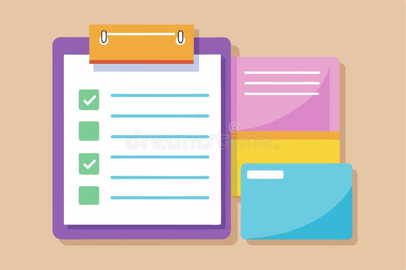 A Blank Notepad Sheet Rests Alongside Colorful Sticky Notes Featuring a ...