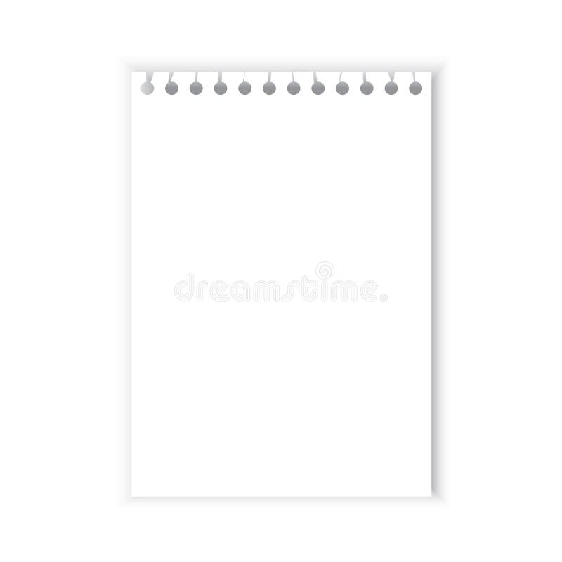 Blank Notepad Sheet. Spiral Bound Paper. Empty White Page. Minimal ...