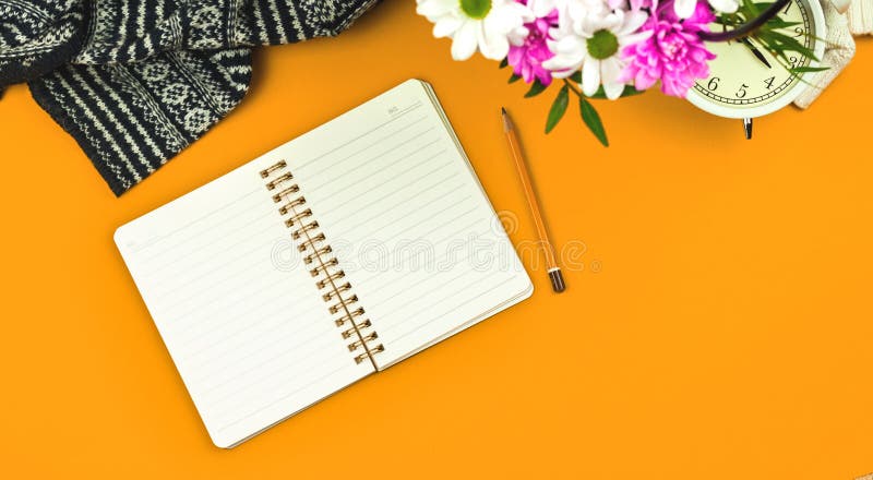 Blank Notepad on Spring Composition with Bouquet of Flowers on ...