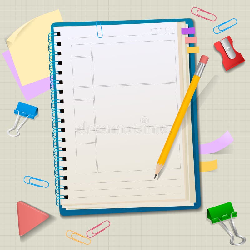 Blank Notepad with Stationery Side View, a Planner for Writing Notes ...