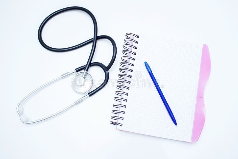 Notepad of Doctor on White Background. Texture and Background. Stock ...