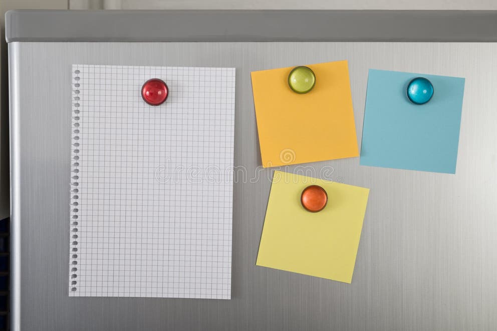 Blank notes on fridge stock image. Image of notice, memory - 53428641