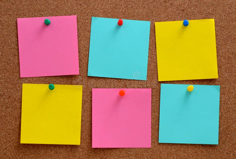 Blank Notes Pinned into Brown Corkboard Stock Image - Image of sticky ...