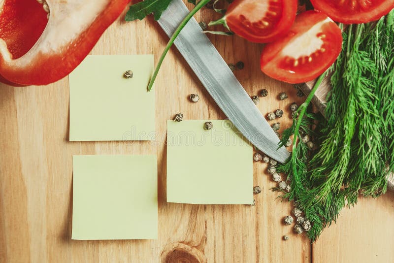 Blank Notes with Vegetable Around Stock Image - Image of ingredient ...