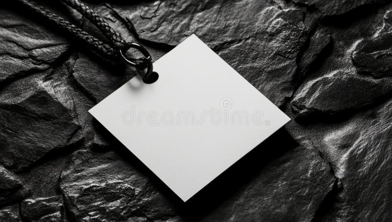 Blank Office Badge and Empty Name Tag on a Black Stone Table, Mock-up ...