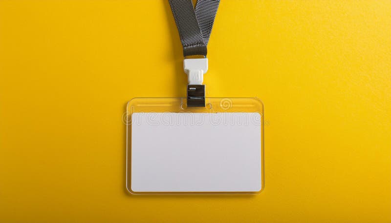 Blank Office Badge, Empty Name Tag on Bright Yellow Backdrop. Mock-up ...