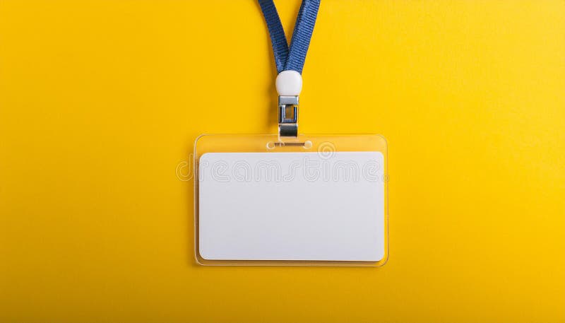 Blank Office Badge, Empty Name Tag on Bright Yellow Backdrop. Mock-up ...