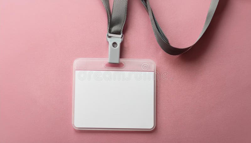 Blank Office Badge, Empty Name Tag on Pink Backdrop. Mock-up Stock ...