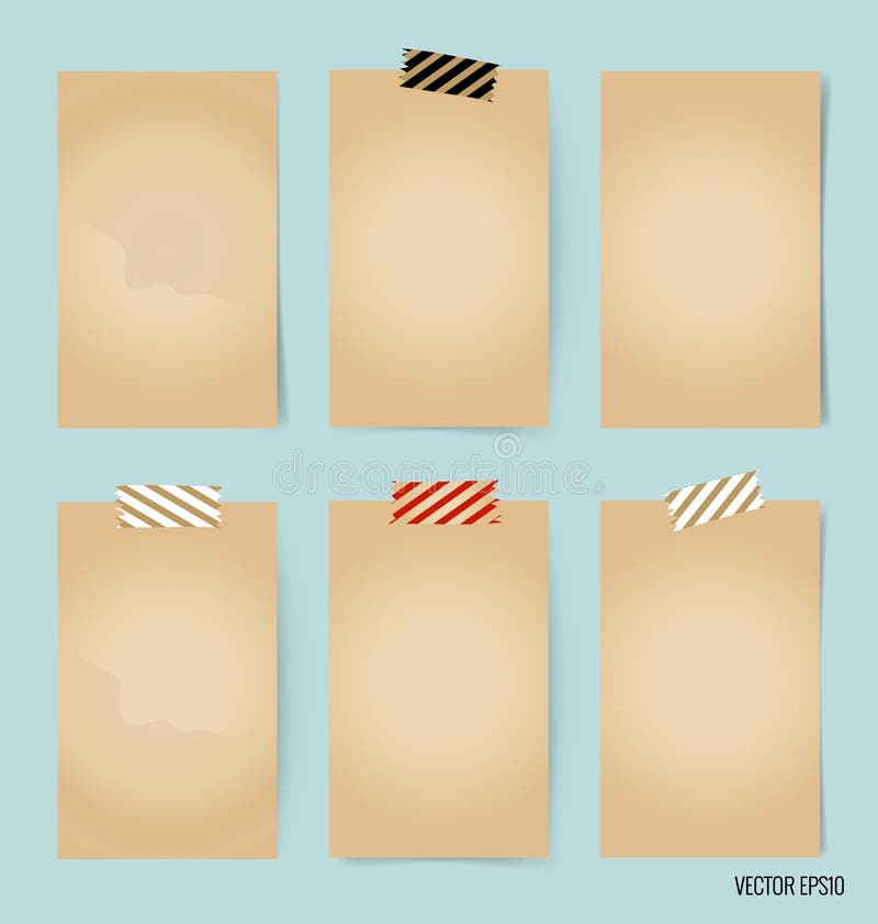 Blank Old Note Papers, Ready for Your Message. Vector Illustration ...