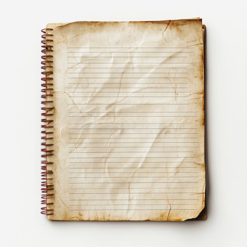 Blank Old Notebook Page with Visible Wrinkles and Slightly Torn Edges ...