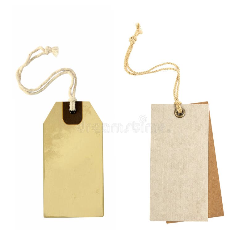 Old Paper Cloth Tag or Label Set Isolated Stock Photo - Image of paper ...