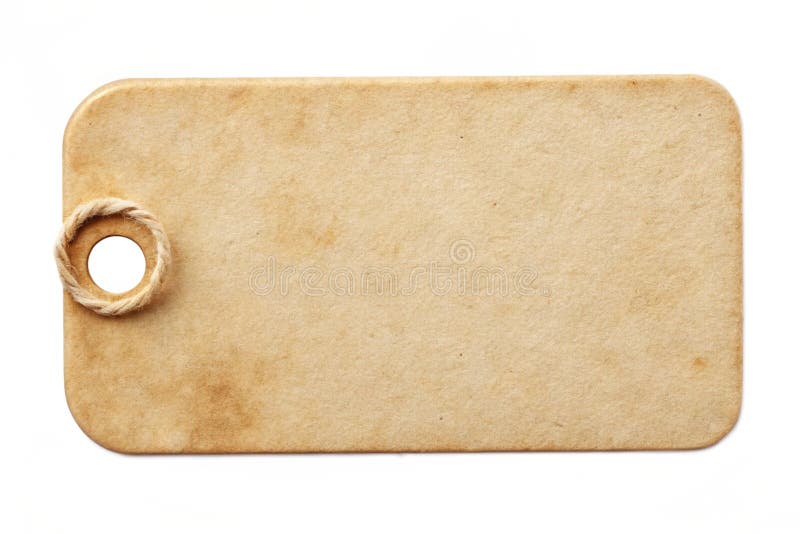 Blank Old Paper Label or Cloth Tag with Round Corners Isolated on White ...