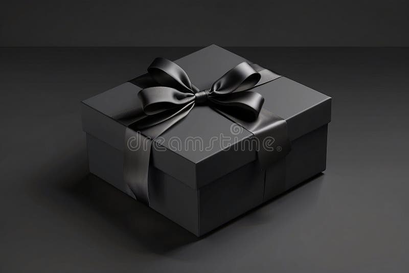 Blank Open Black Present Box or Top View of Black Gift Box with Black ...