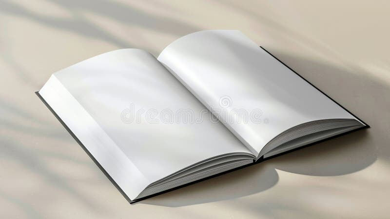 Open Book with Blank Pages on White Surface with Shadow Stock ...