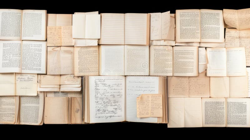 A Blank, Open Book Rests in the Center of a Flat Surface Covered in ...