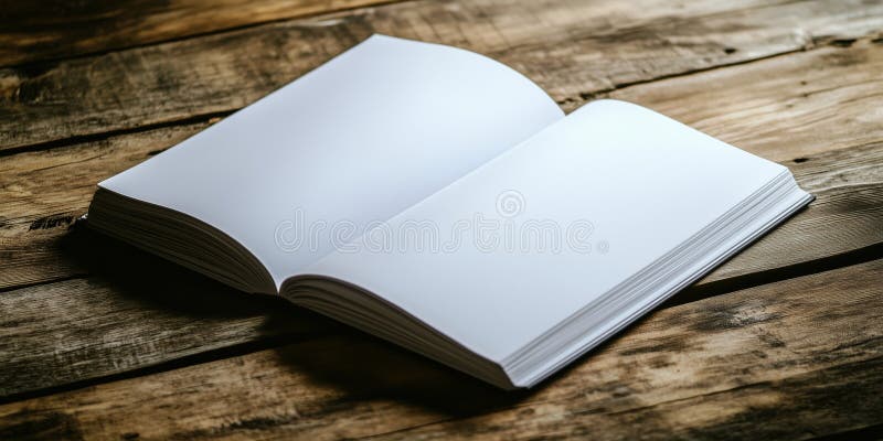 Blank Open Book on Rustic Wooden Table Ready for Writing or Drawing ...