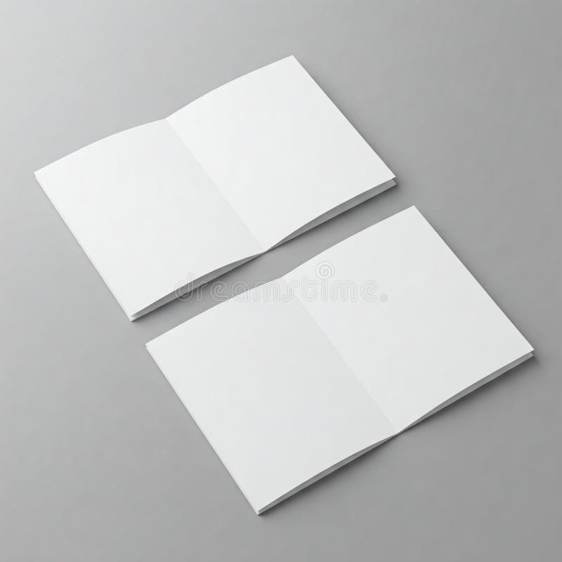 Blank Open Booklet Mockup on Grey Background Stock Illustration ...