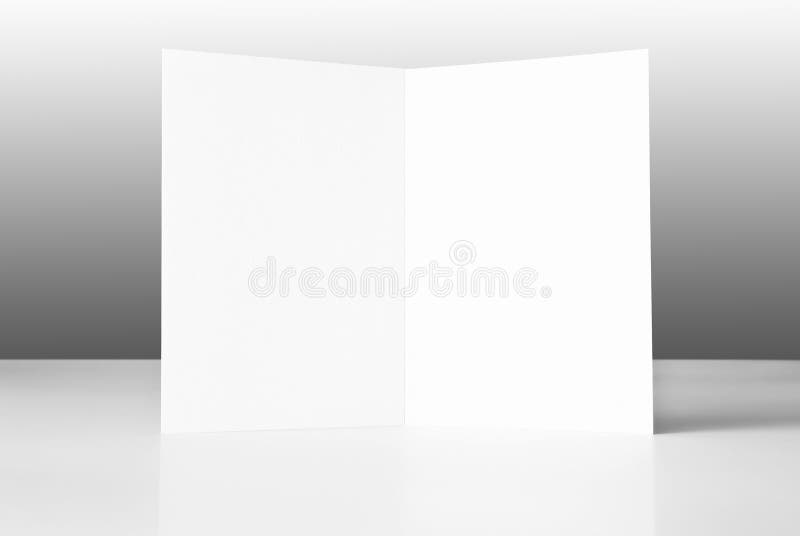 Blank Open Card Standing Over Gray Background Stock Image - Image of ...