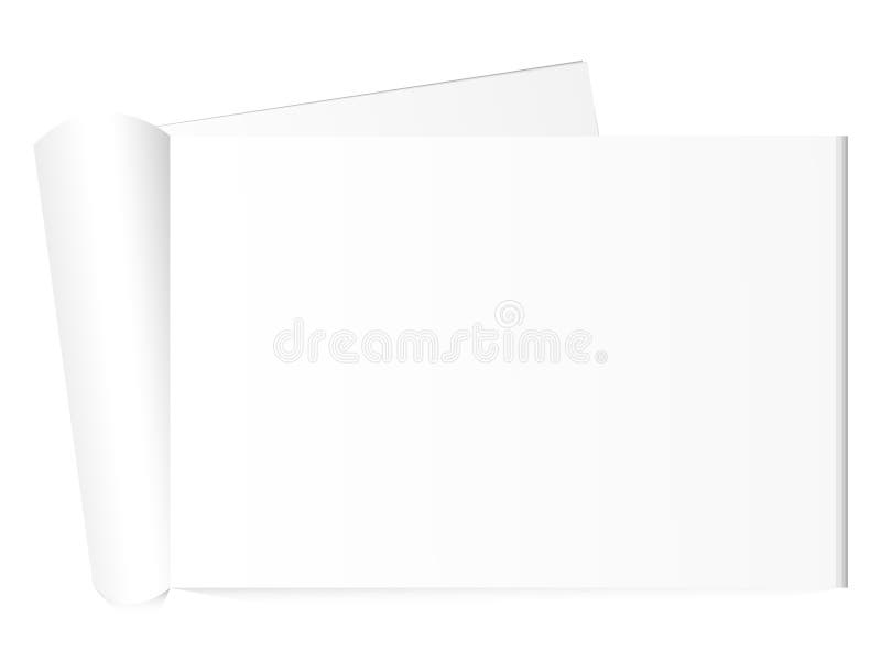 Blank Open Magazine with Rolled Page on Neutral Grey Background. Stock ...