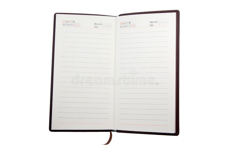Blank Open Note Book with Calendar Isolated on White Background Stock ...