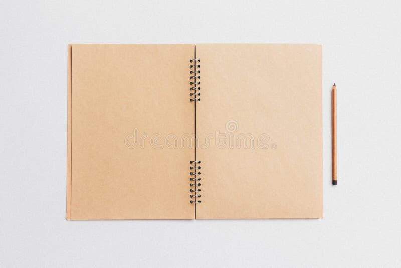 Blank Open Note with Pencil, Clean Mock Up Stock Image - Image of paper ...