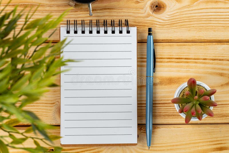 Blank Open Notepad with Copy Space on Office Table Stock Photo - Image ...