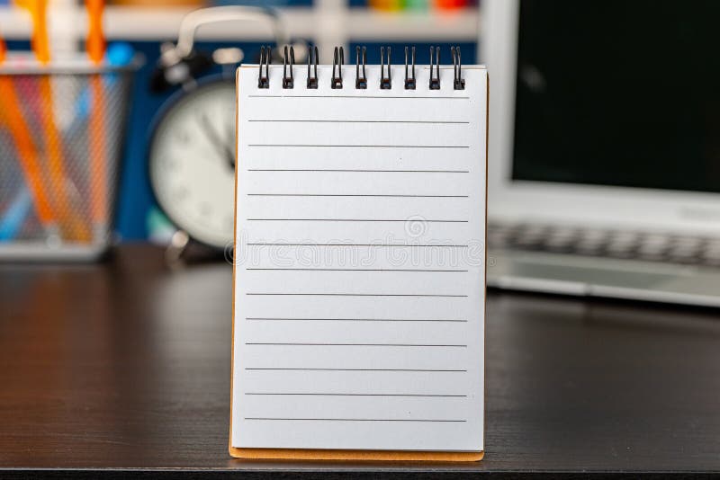 Blank Open Notepad with Copy Space on Office Table Stock Image - Image ...