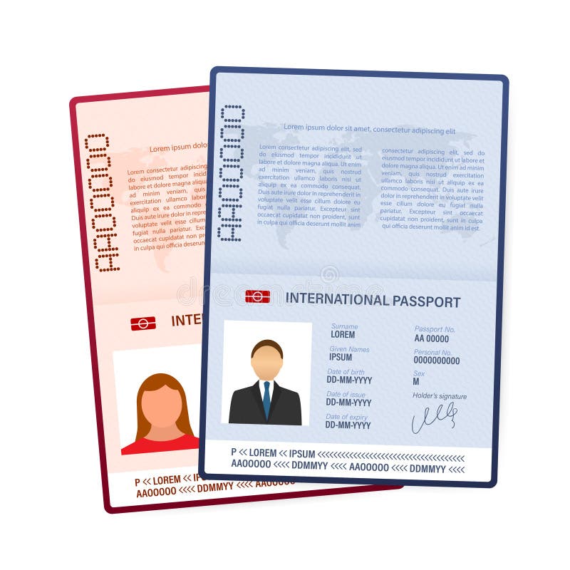 Blank Open Passport Template. International Passport with Sample ...