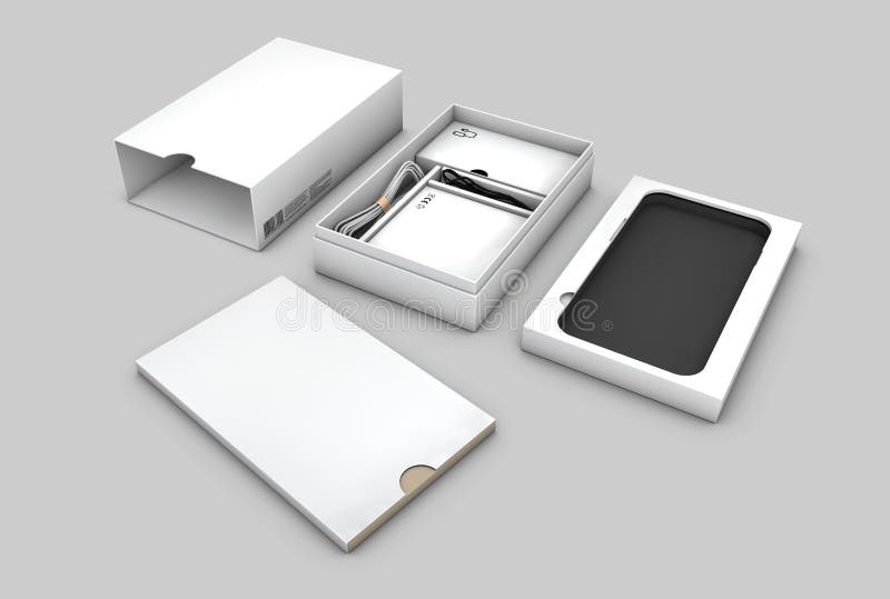 Blank Opened Box Package for Mobile Phone Isolated on White Background ...