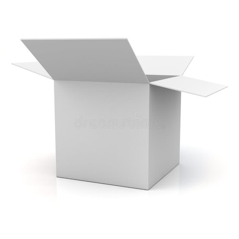 Blank Cardboard Box Open with Cover Lid Isolated on White Background ...
