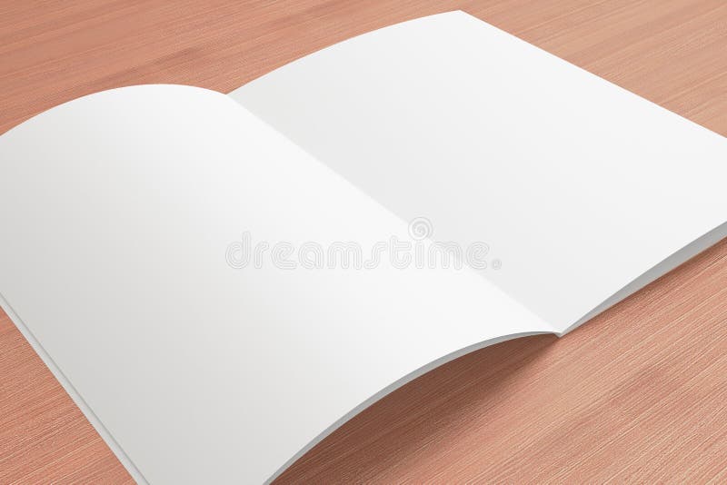 Blank Opened Magazine on the Wooden Background Stock Illustration ...