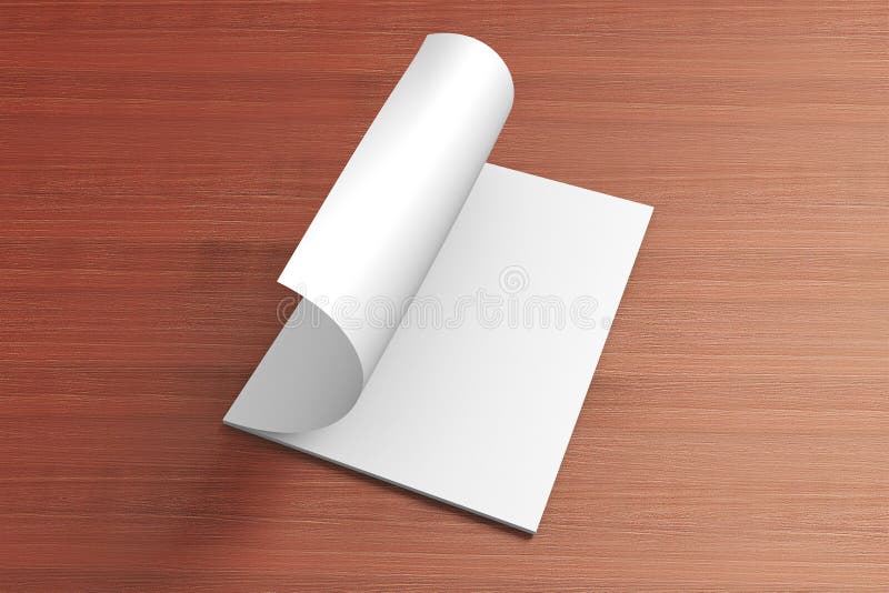 Blank Opened Magazine on the Wooden Background Stock Illustration ...