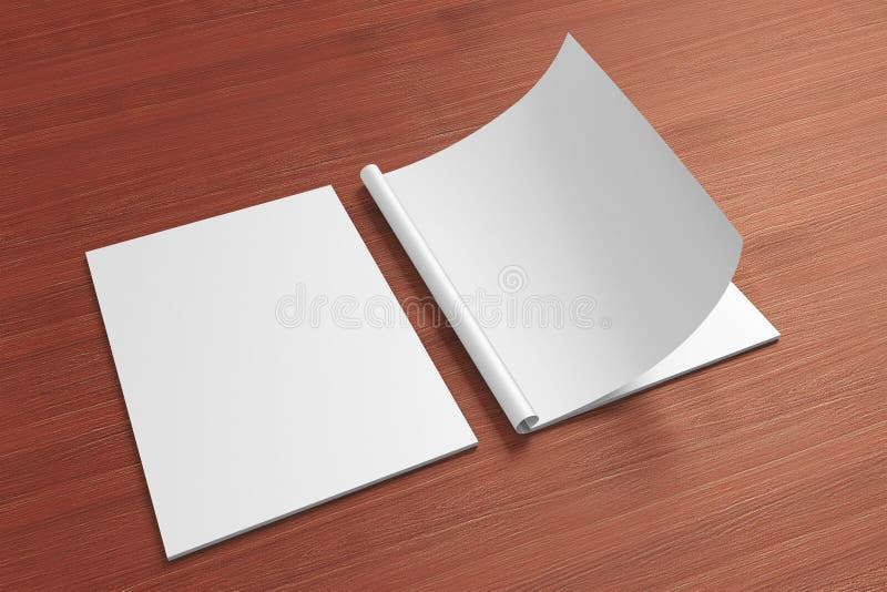 Blank Opened Magazine on the Wooden Background Stock Illustration ...