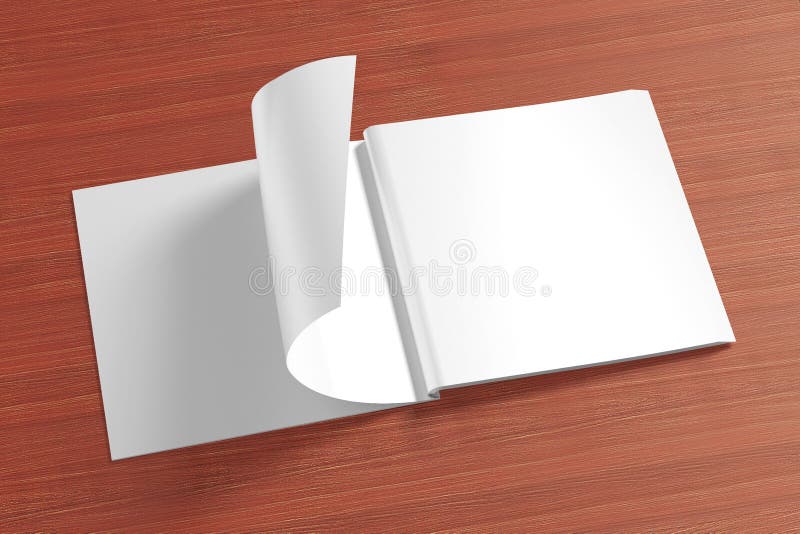 Blank Opened Square Magazine on the Wooden Background Stock ...