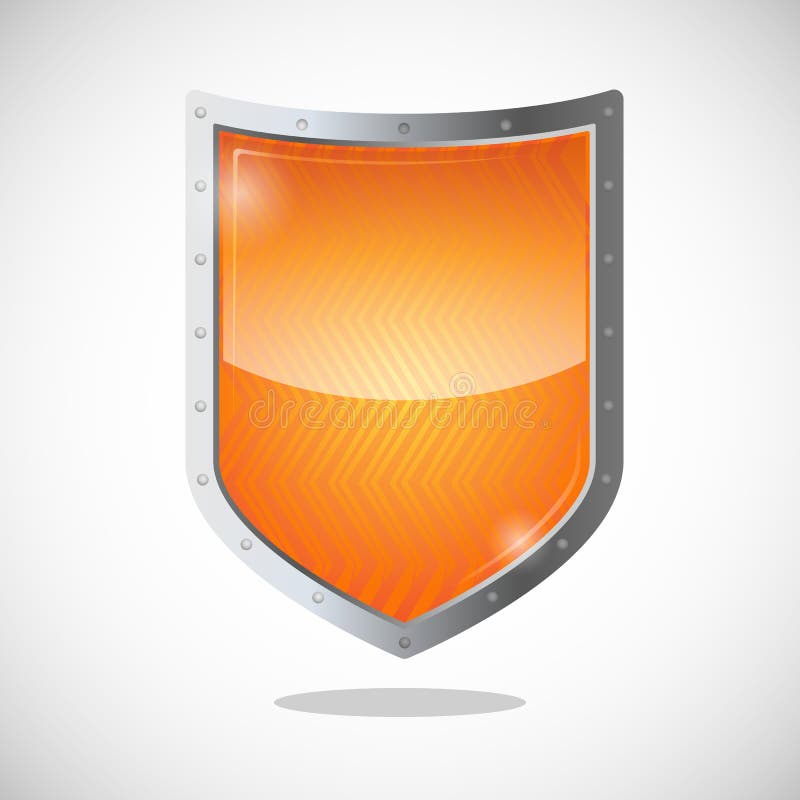 Blank Orange Gold Shield in Metallic Frame on White Stock Vector ...